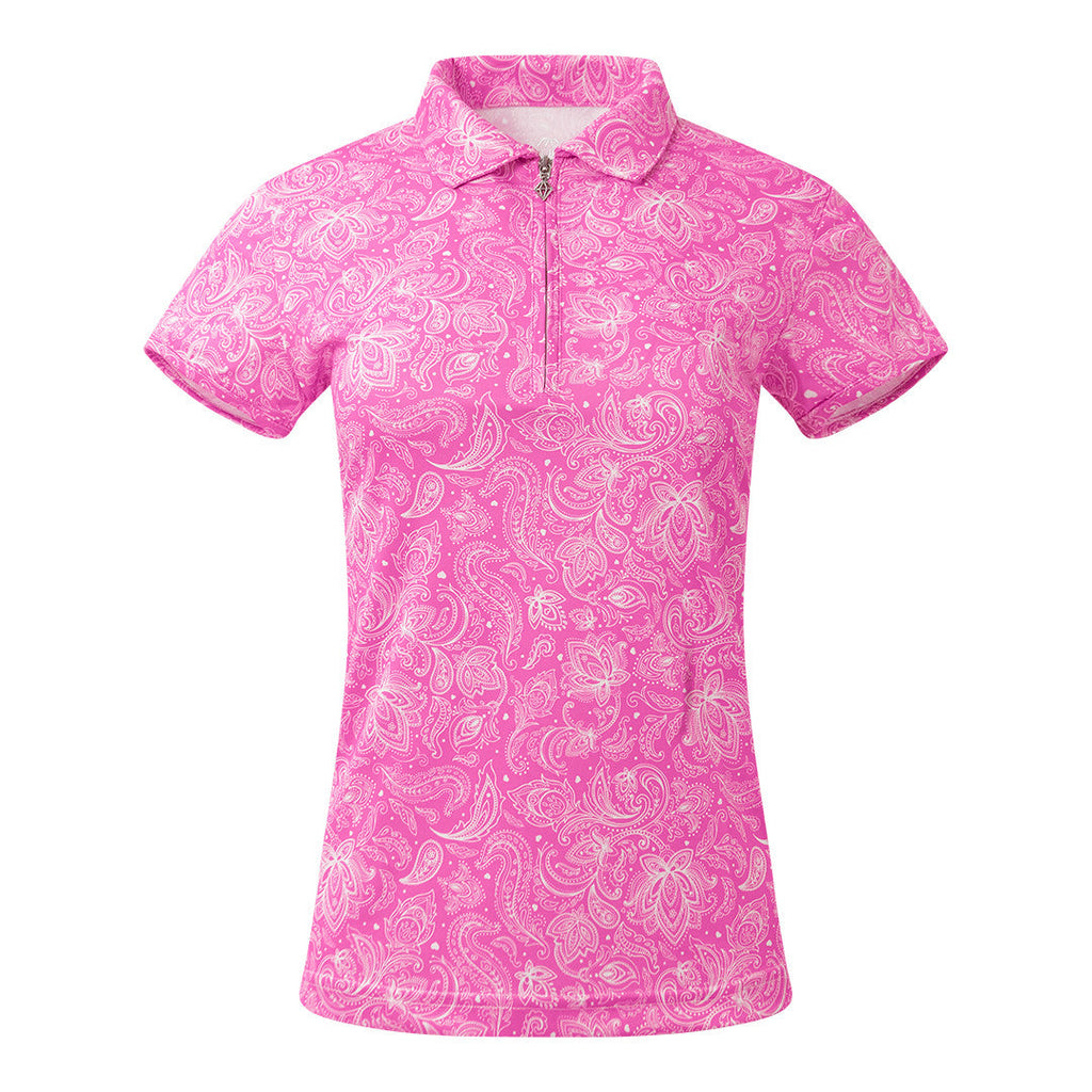 Pure Golf Rise Cap Sleeve Zip Polo Shirt - Azalea – Golf 2 Golf LTD
