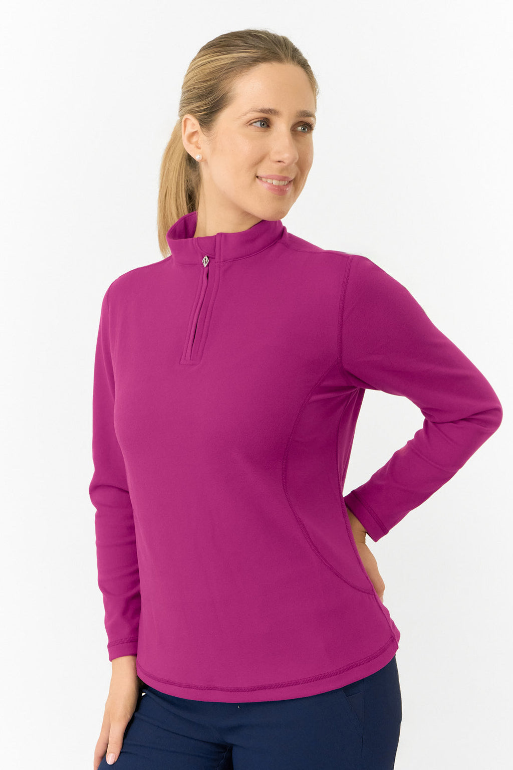 Pure Golf Ladies Iris Soft Fleece Golf Quarter Zip - Plum – Golf 2 Golf LTD