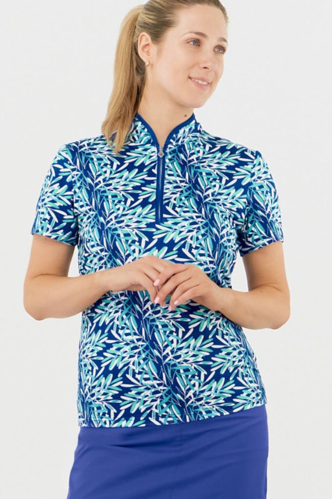 Pure Golf Ellen Short Sleeve Polo Shirt - Floating Palms Yale – Golf 2 ...